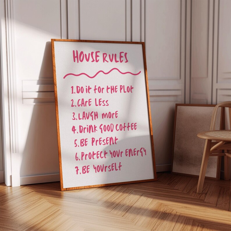 Pink House Rules Print, Funny House Rules Print, Do It for the Plot ...