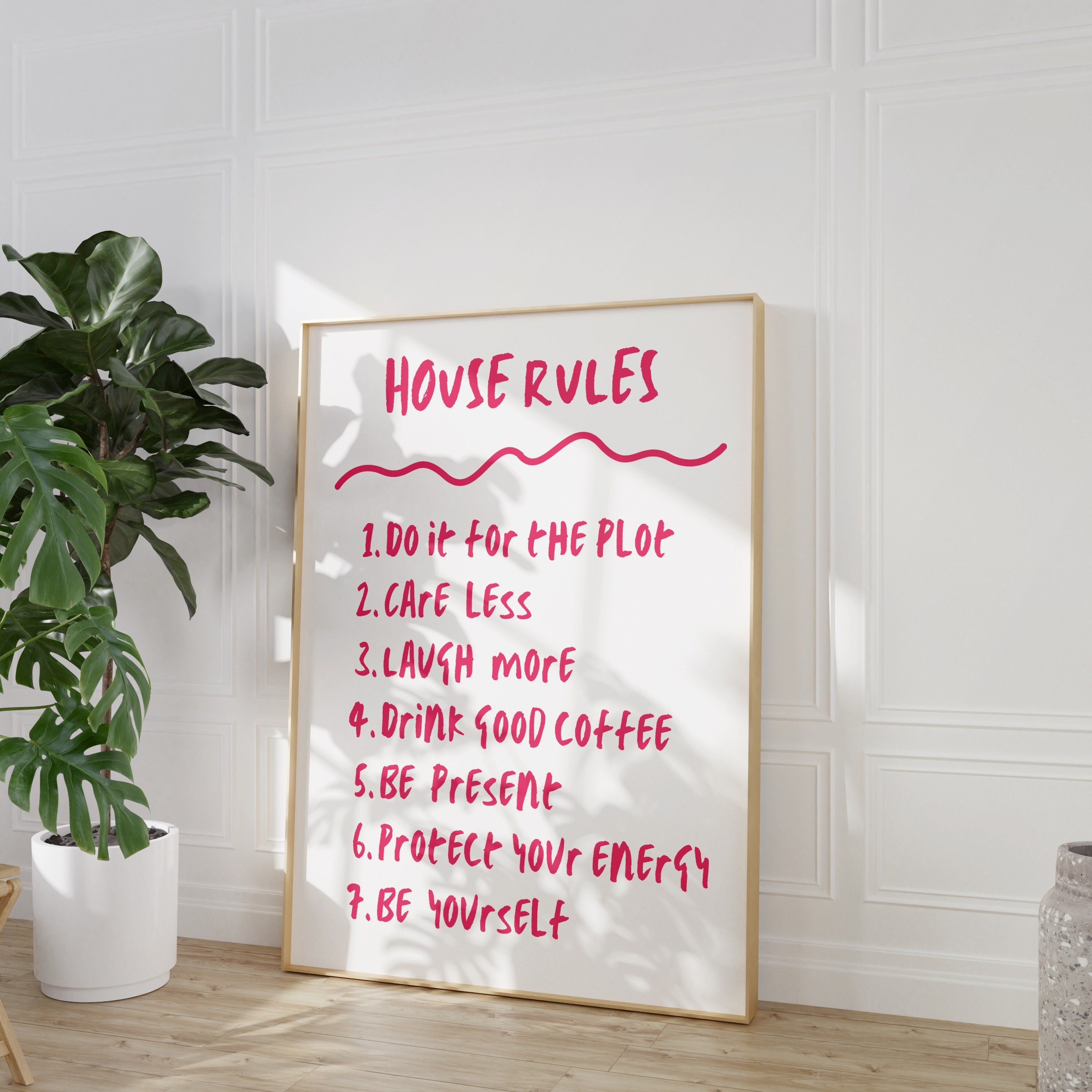 Pink House Rules Print, Funny House Rules Print, Do It for the Plot ...