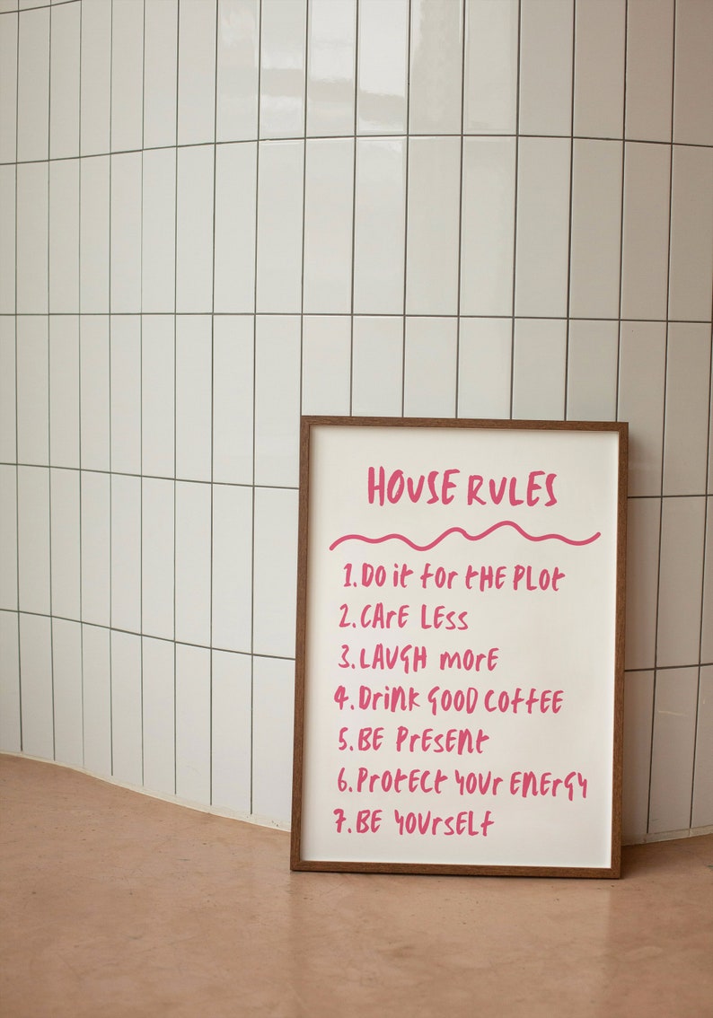 Pink House Rules Print, Funny House Rules Print, Do It for the Plot ...