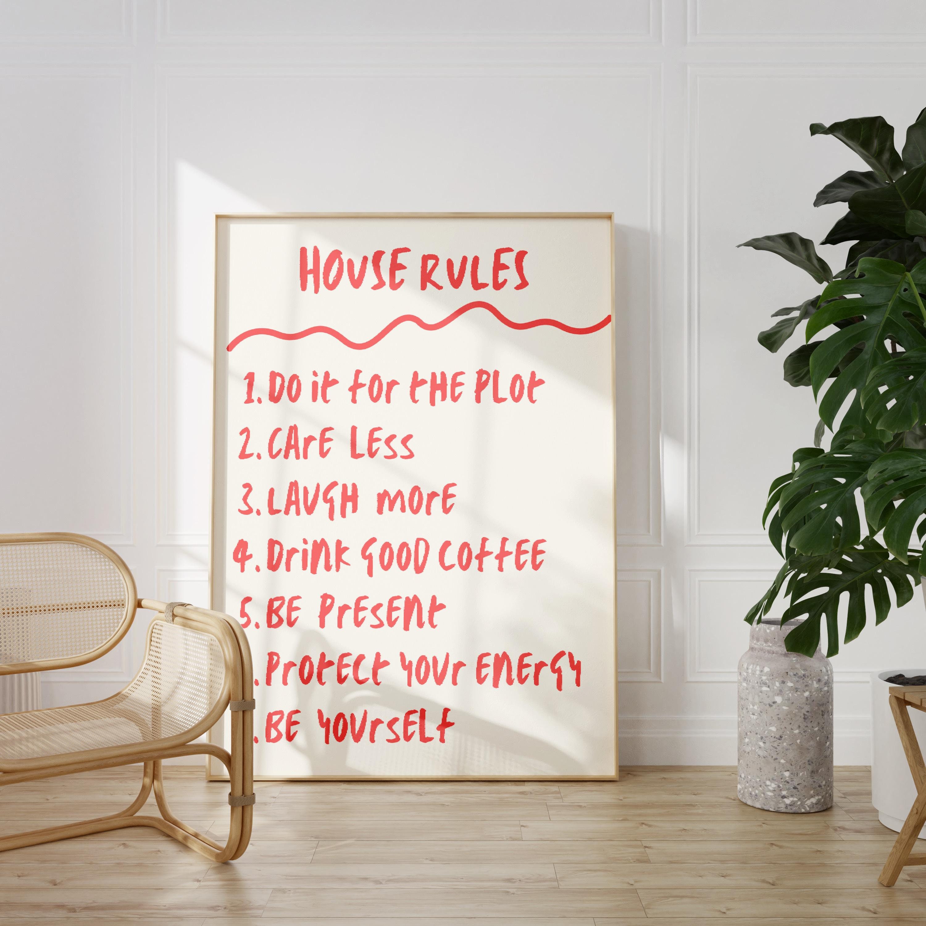 House Rules Art Print, Minimalist Wall Print, Modern Art Print, Digital ...