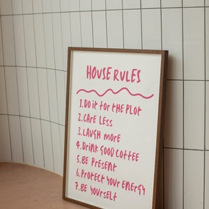 Pink House Rules Print, Funny House Rules Print, Do It for the Plot ...