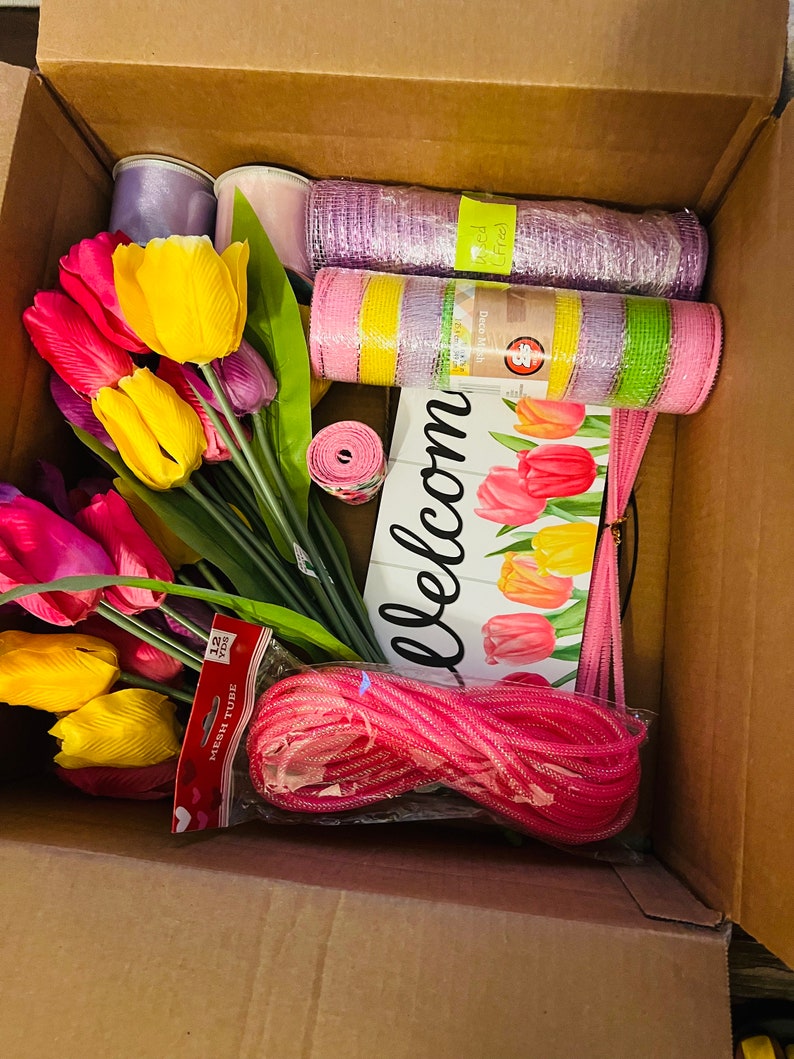 Welcome Spring Wreath Kit/deco Mesh/wreath Supplies/diy Spring Welcome ...