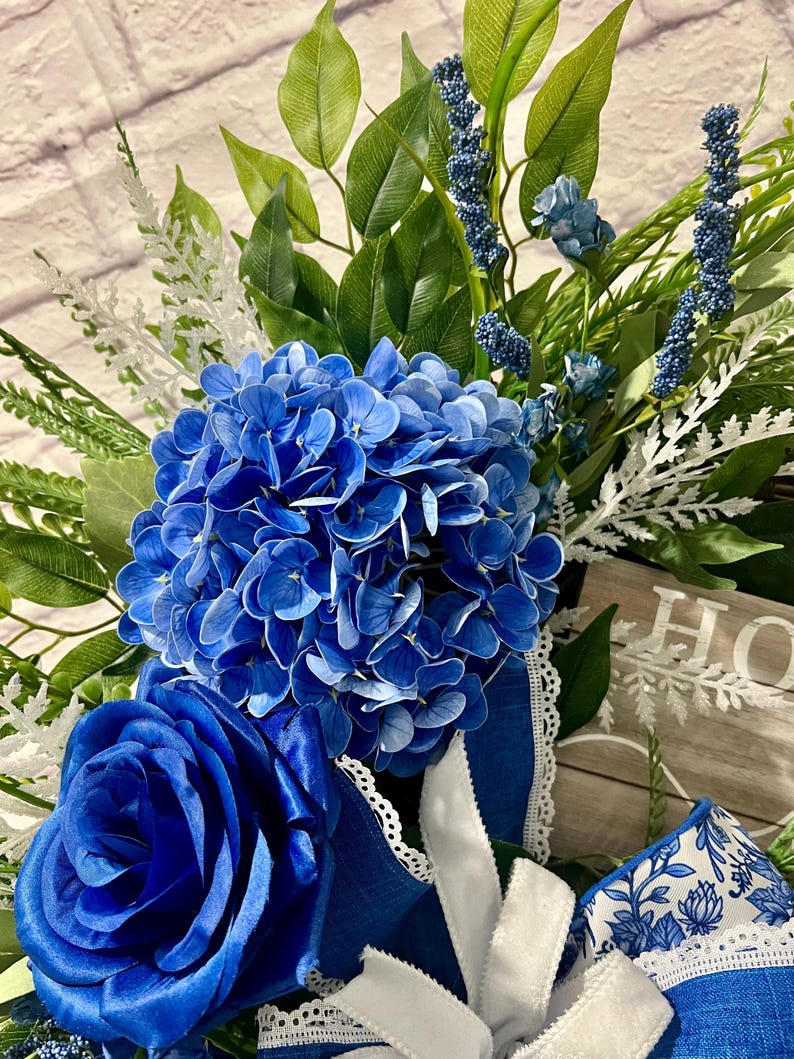 Everyday Wreath,spring/summer Wreath, Blue Hydrangeas,handmade Blue ...