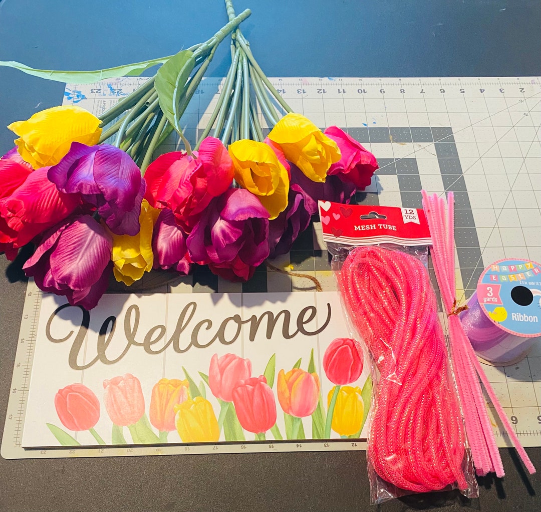 Welcome Spring Wreath Kit/deco Mesh/wreath Supplies/diy Spring Welcome ...