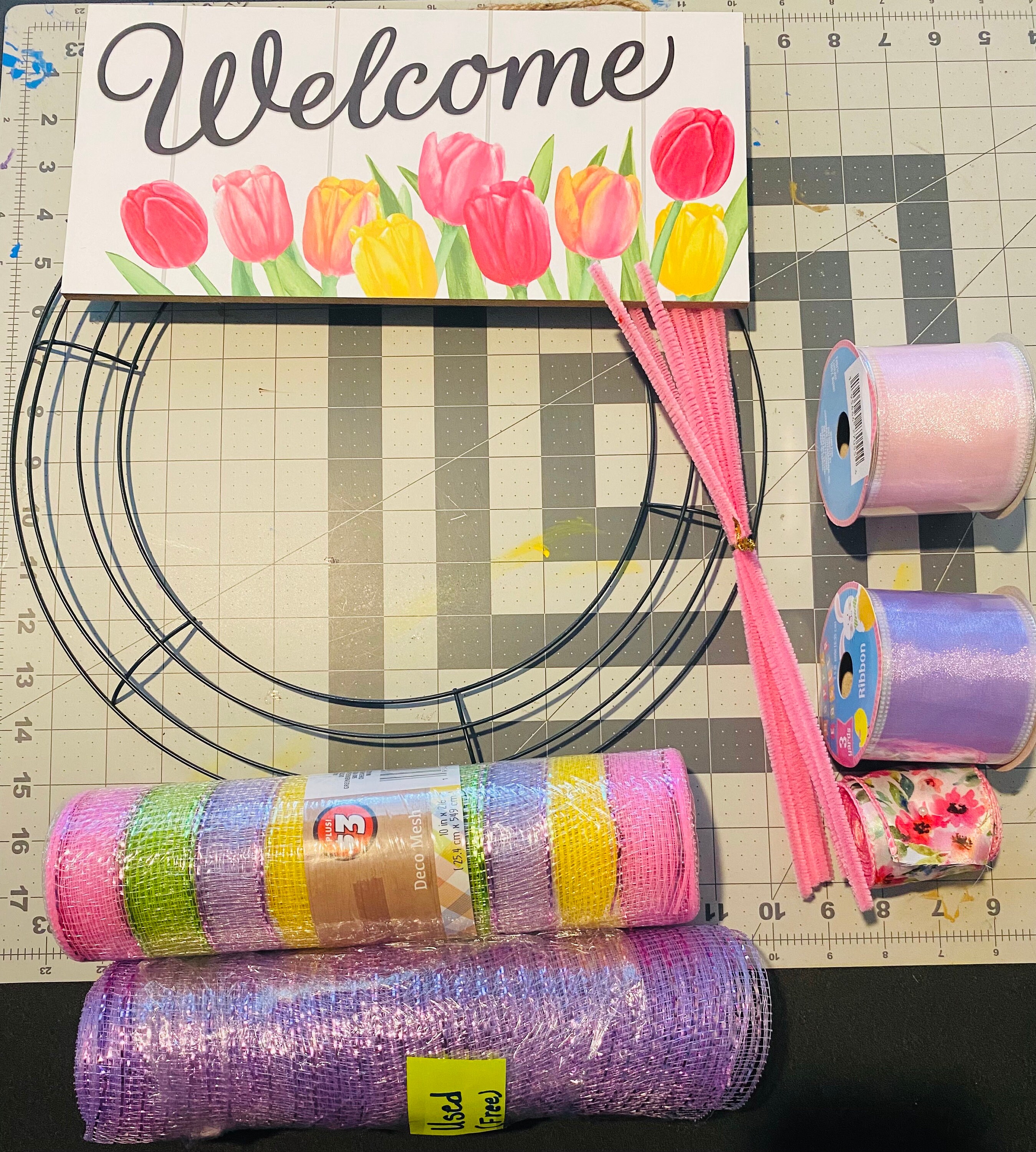 Welcome Spring Wreath Kit/deco Mesh/wreath Supplies/diy Spring Welcome ...