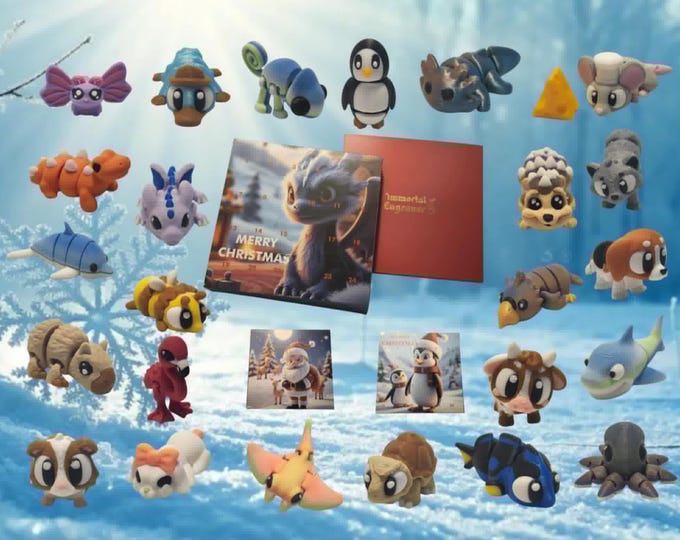 12 Day Advent Calendar With 3D Printed Mini Animals for Christmas ...