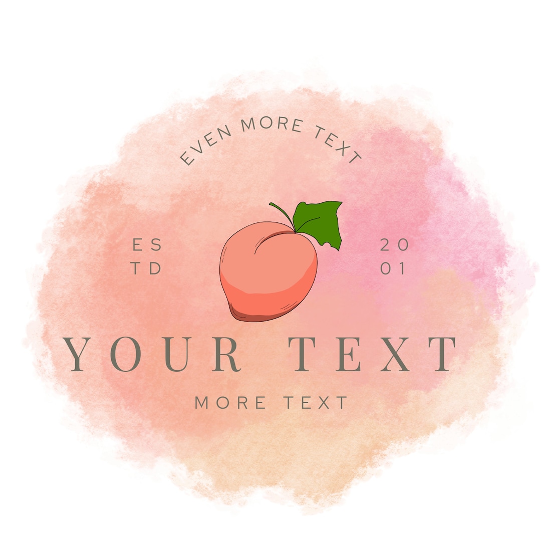 Peach Custom Logo, Digital Download, Business Logo, Juice Logo, Cute ...