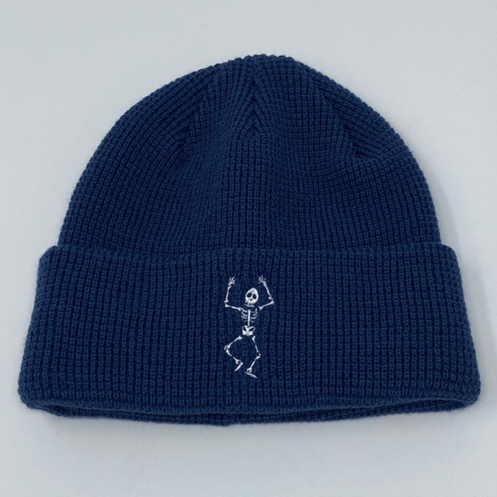 Dancing Skeleton, Chunky Waffle Beanie Embroidered Gift Deep Black ...