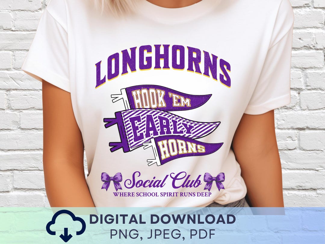 Digital Download Longhorns Social Club PNG, Longhorns Pennant Mascot ...