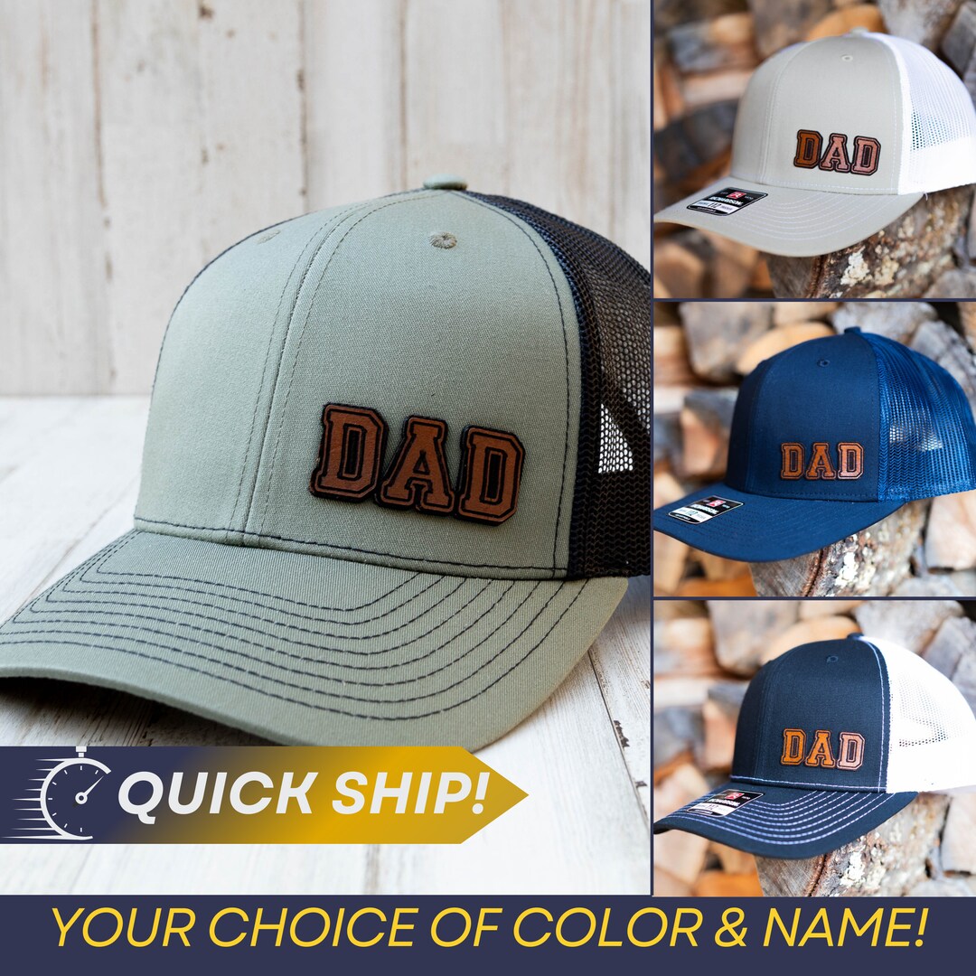 Custom Leather Patch Hat for Dad Trucker Hat Gift for Dad Baseball Cap ...