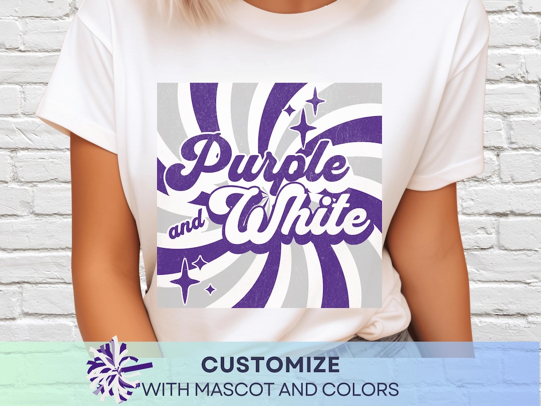 Purple and White School Spirit T-shirt, Retro School Shirts for ...