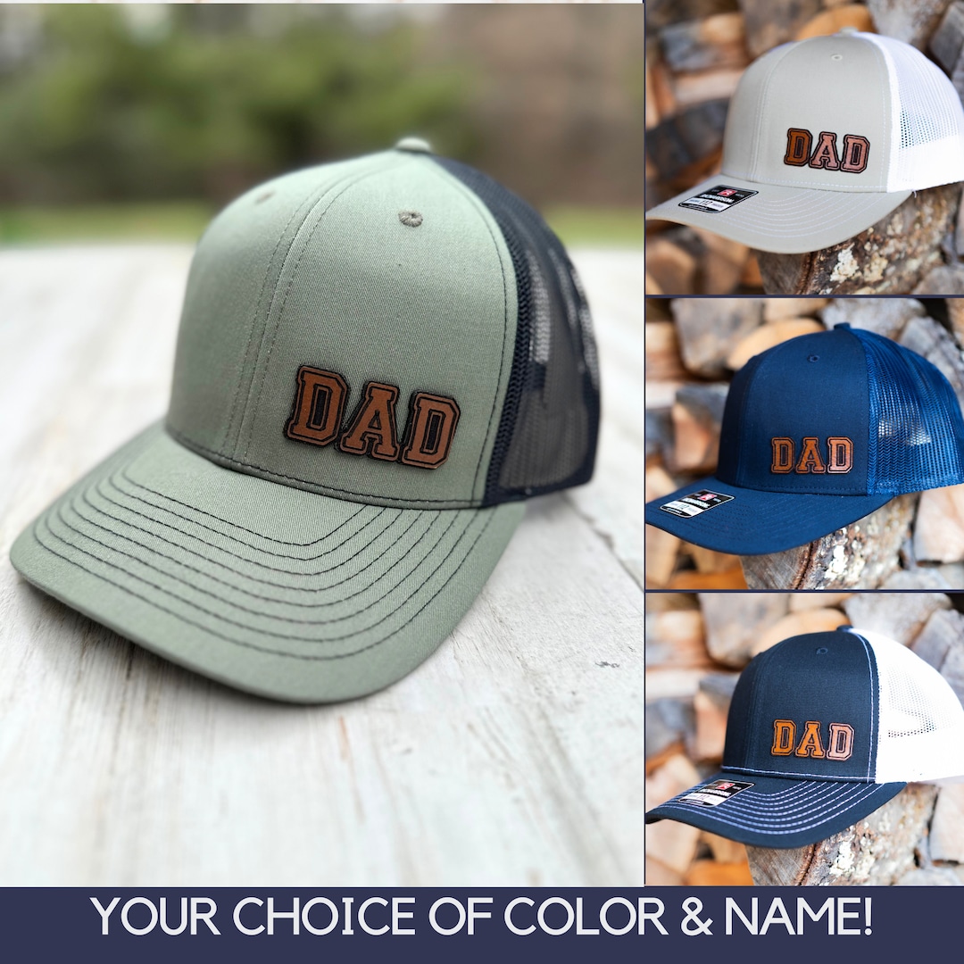 Custom Leather Patch Hat for Dad Trucker Hat Gift for Dad Baseball Cap ...