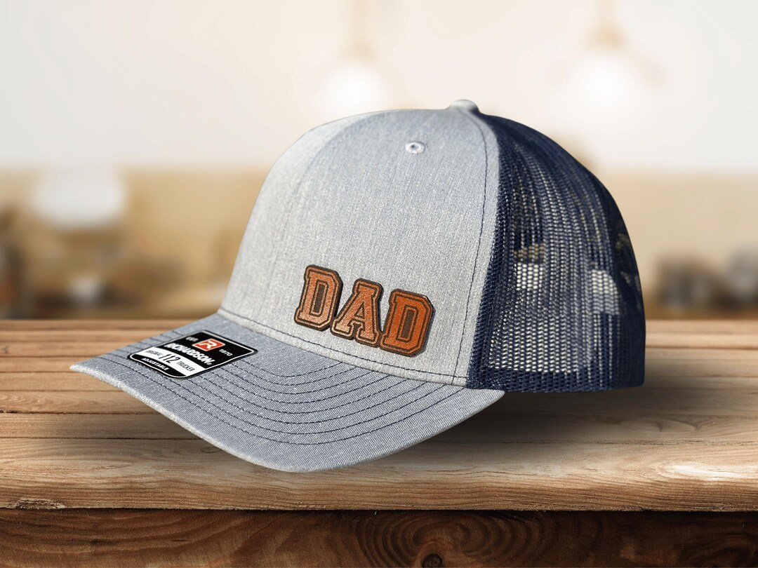 Custom Leather Patch Hat for Dad Trucker Hat Gift for Dad Baseball Cap ...