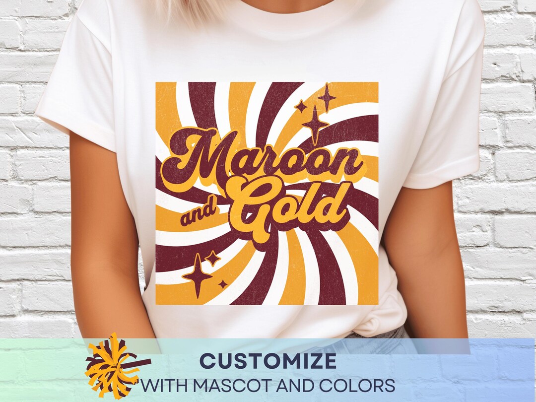 Maroon and Gold School Spirit T-shirt, Retro School Shirts for Teachers ...