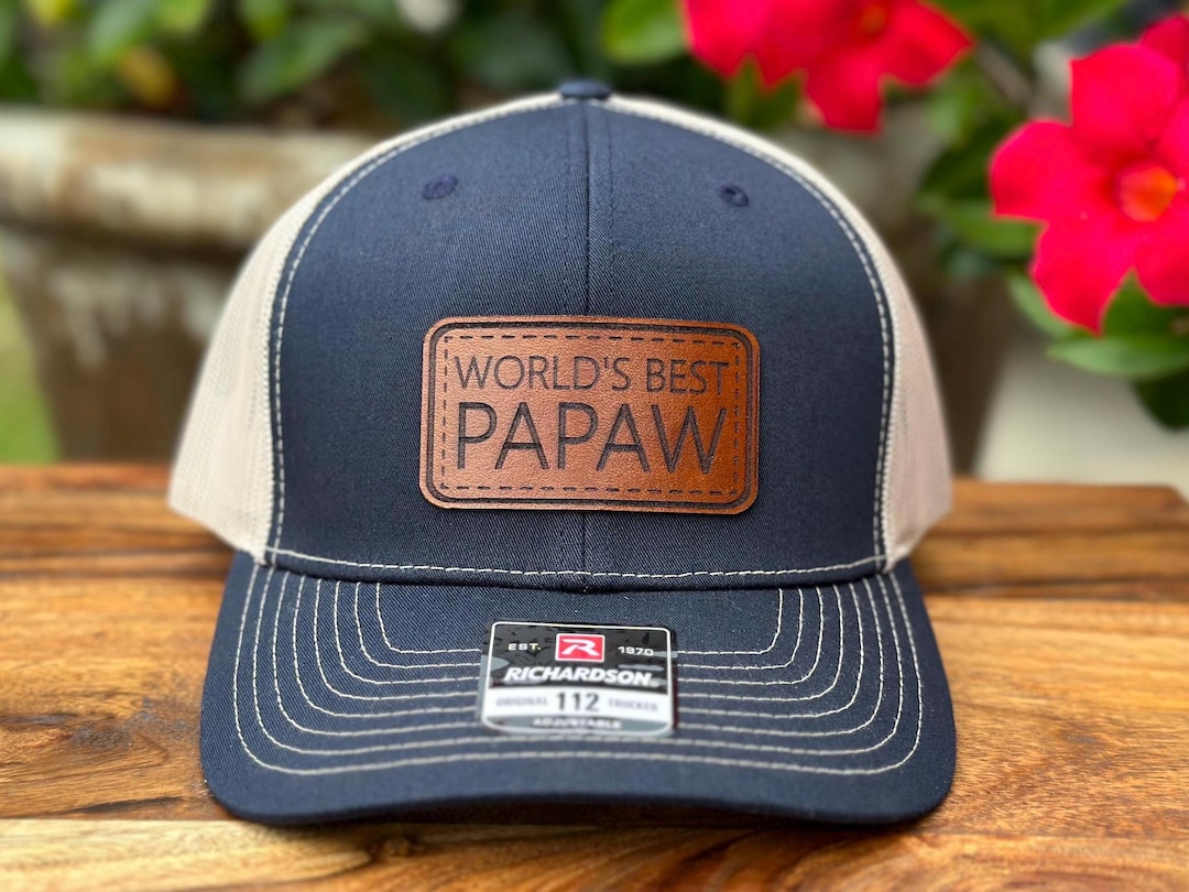 Hat for Papaw With Custom Leather Patch World's Best Dad Trucker Hat Gift for Husband Father's ...