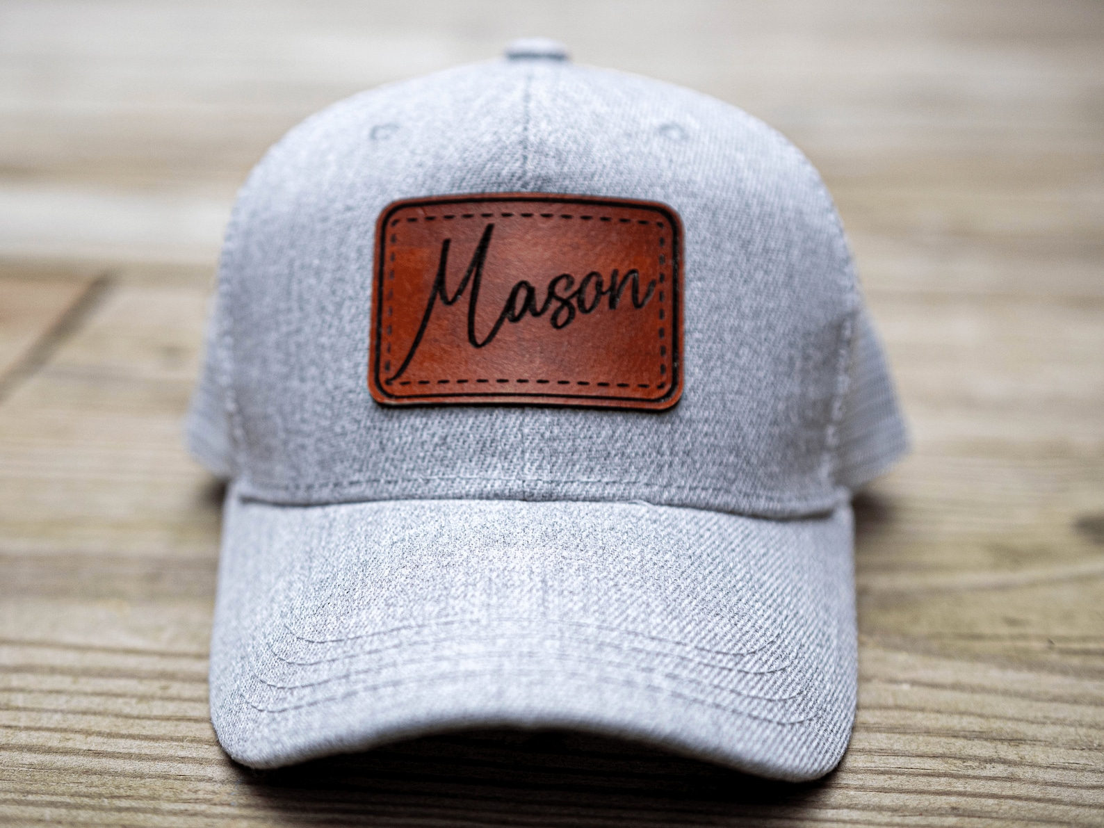 Personalized Name Youth Hat, Leather Patch Cap for Kids, Personalized ...