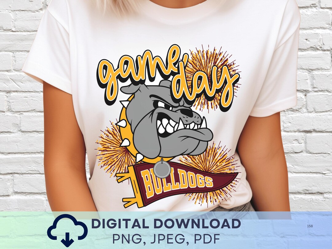 Bulldogs Game Day PNG: Maroon and Gold Mascot Pennant Flag Graphic ...