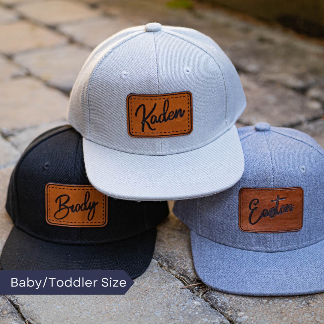 Custom Toddler Hat, Leather Patch Hat for Infant, Kids Trucker Hat ...