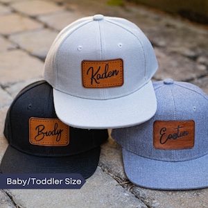 Custom Toddler Hat, Leather Patch Hat for Infant, Kids Trucker Hat ...