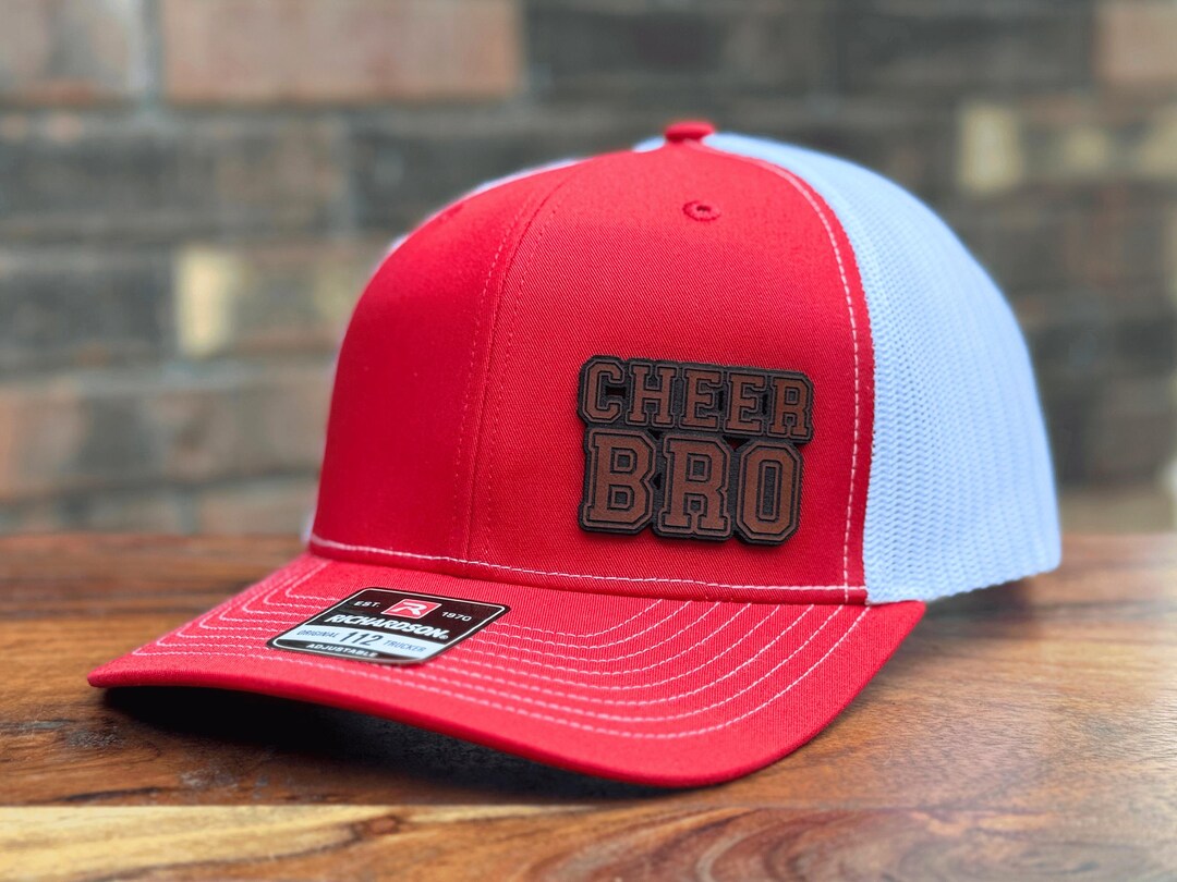 Custom Cheer Bro Hat Leather Patch Richardson 112 Trucker Hat for ...
