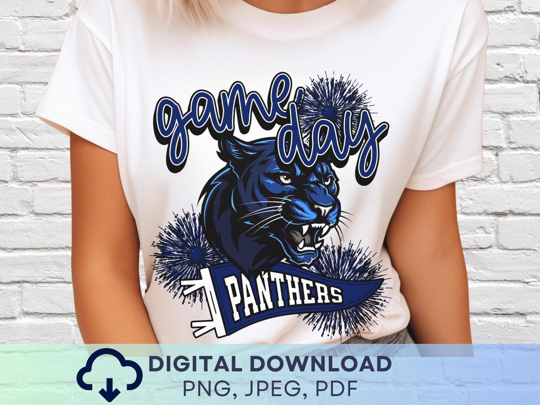 Digital Download Game Day Panthers PNG, Navy Panthers Mascot JPEG ...
