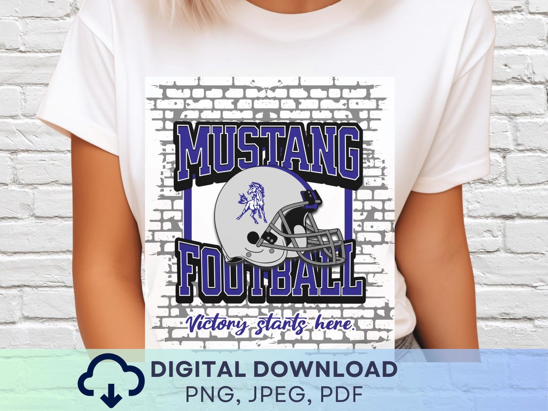 Digital Download Blue and White Mustangs Football PNG, Mustangs Mascot ...