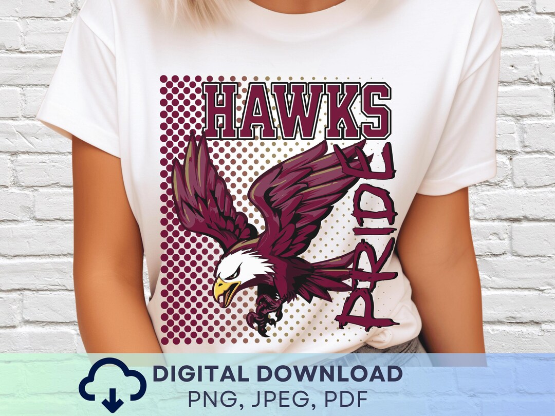 Digital Download Hawks Pride PNG, Hawks Mascot JPEG, Favorite Team Graphic, School Spirit Game ...