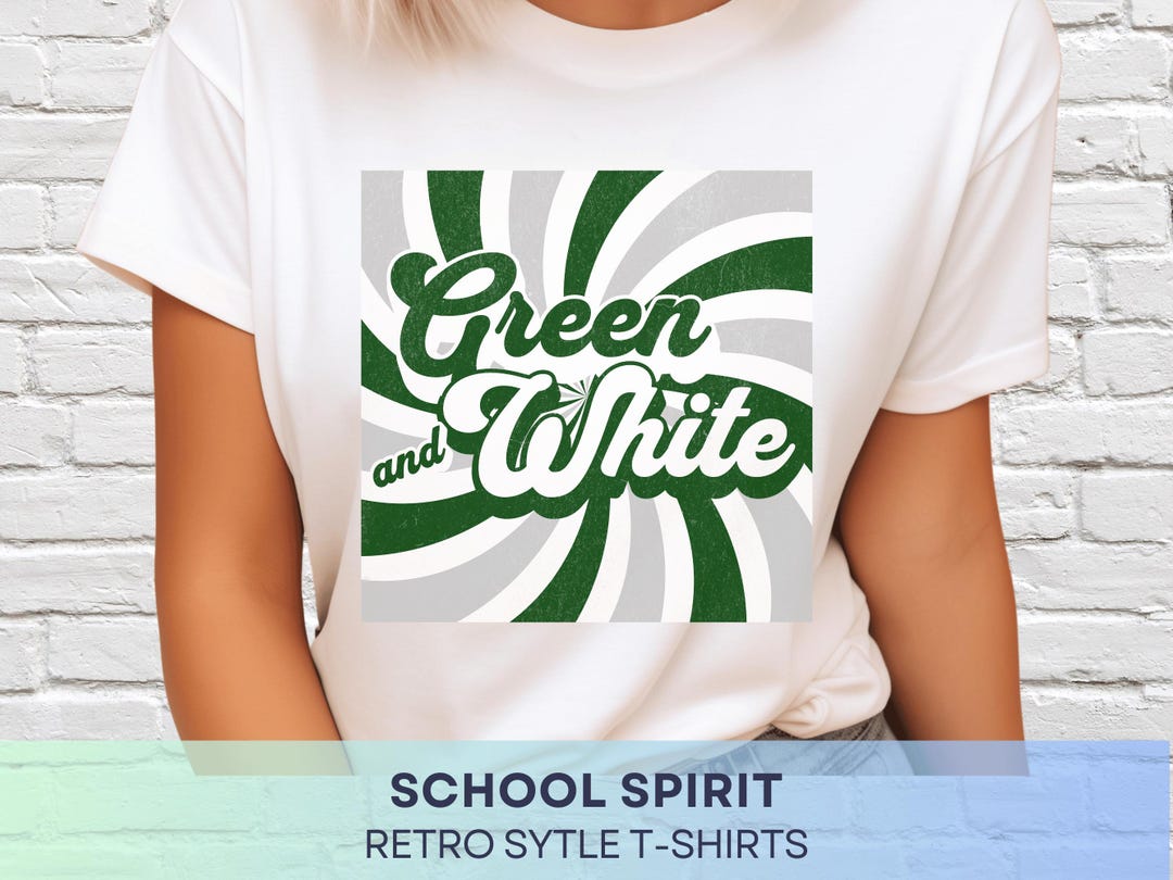 Green and White School Spirit Shirt, School Colors T-shirt, Game Day ...