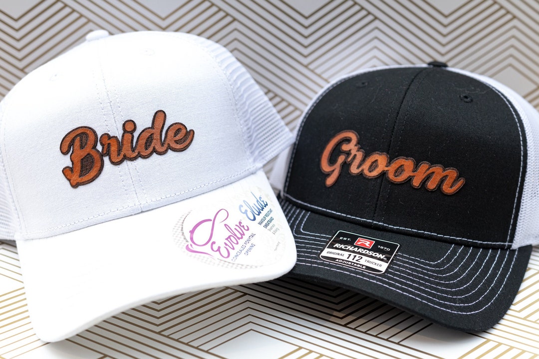 Custom Bride and Groom Hat Leather Patch Hat for Wedding - Etsy