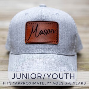 Personalized Name Youth Hat, Leather Patch Cap for Kids, Personalized ...