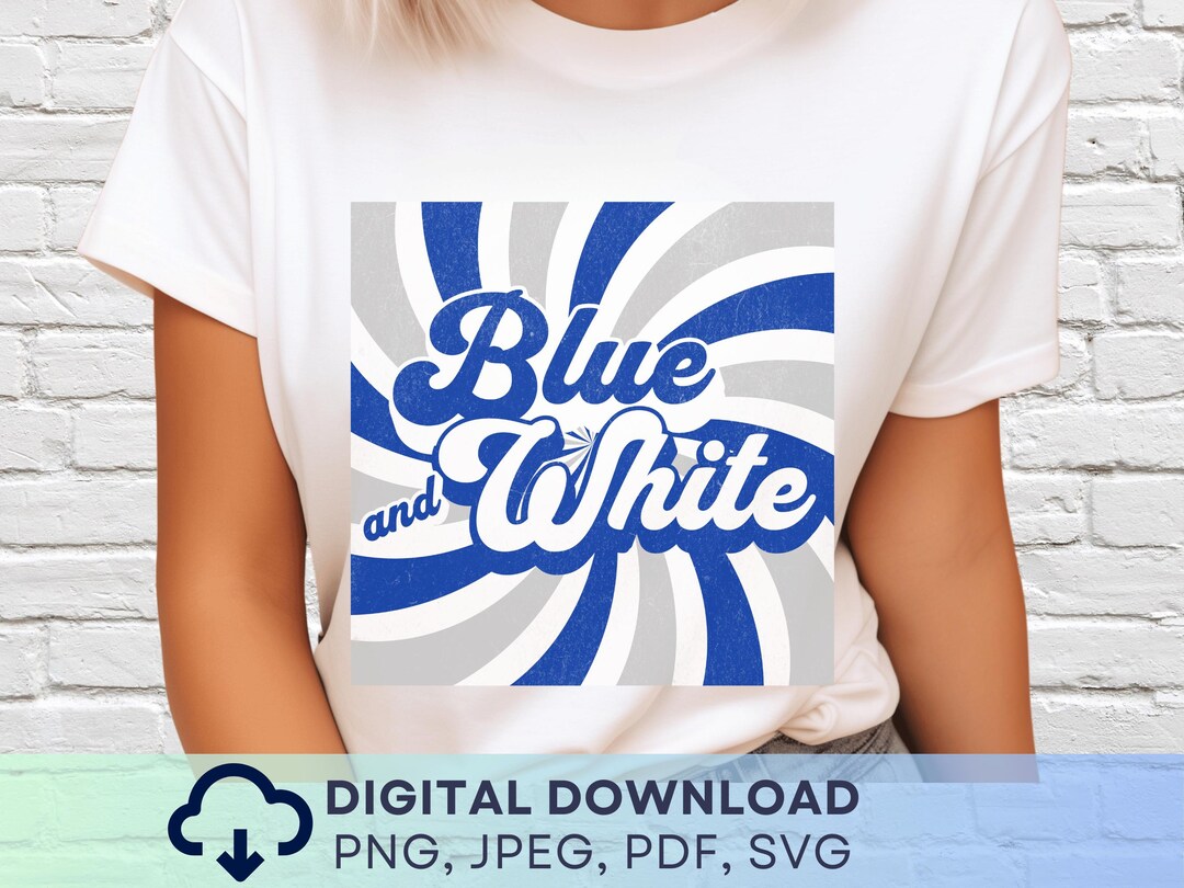 Digital Download Blue and White School Spirit PNG, Tigers Mascot JPEG ...