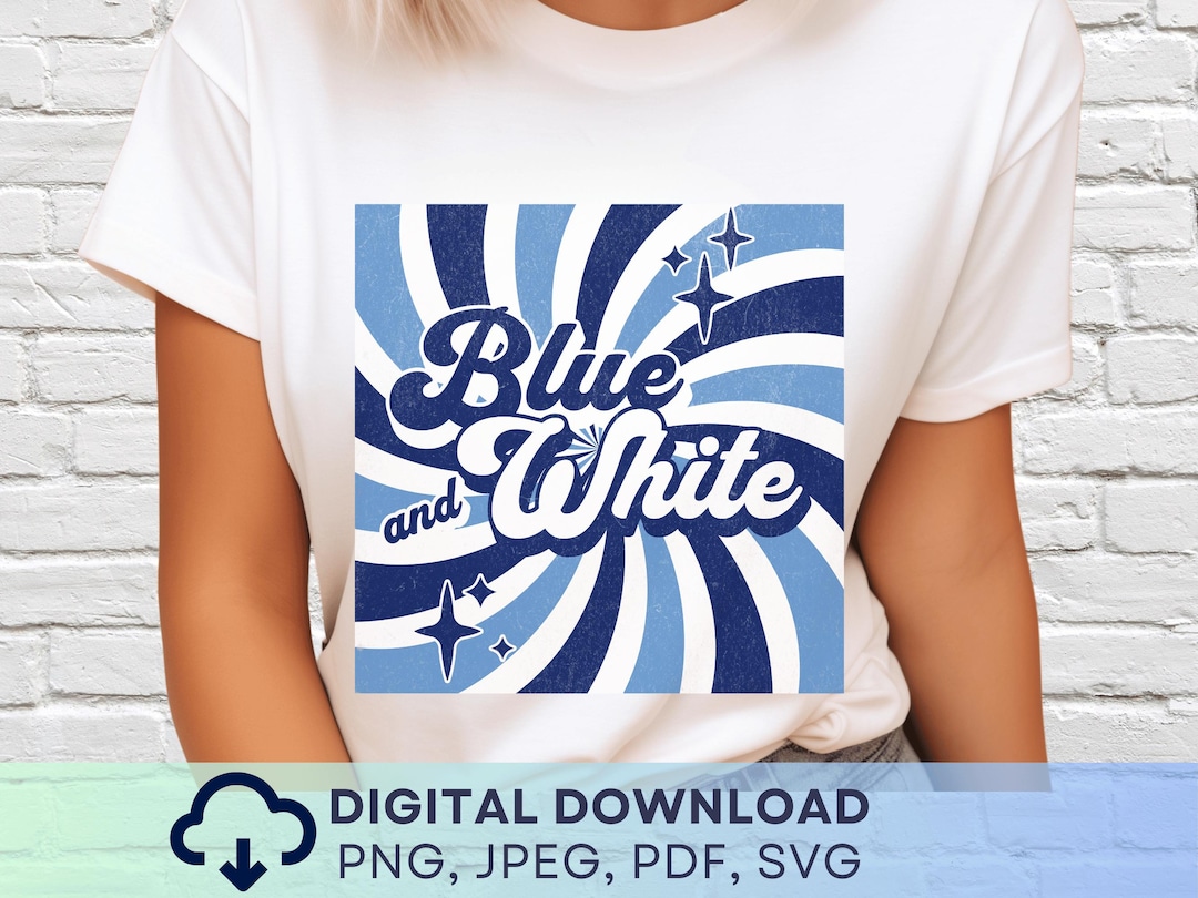 Digital Download Blue and White School Spirit PNG, Tigers Mascot JPEG ...