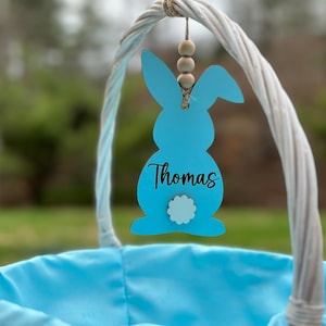 Personalized Easter Bunny Basket Tag | Custom Basket Tag | Wooden Gift ...