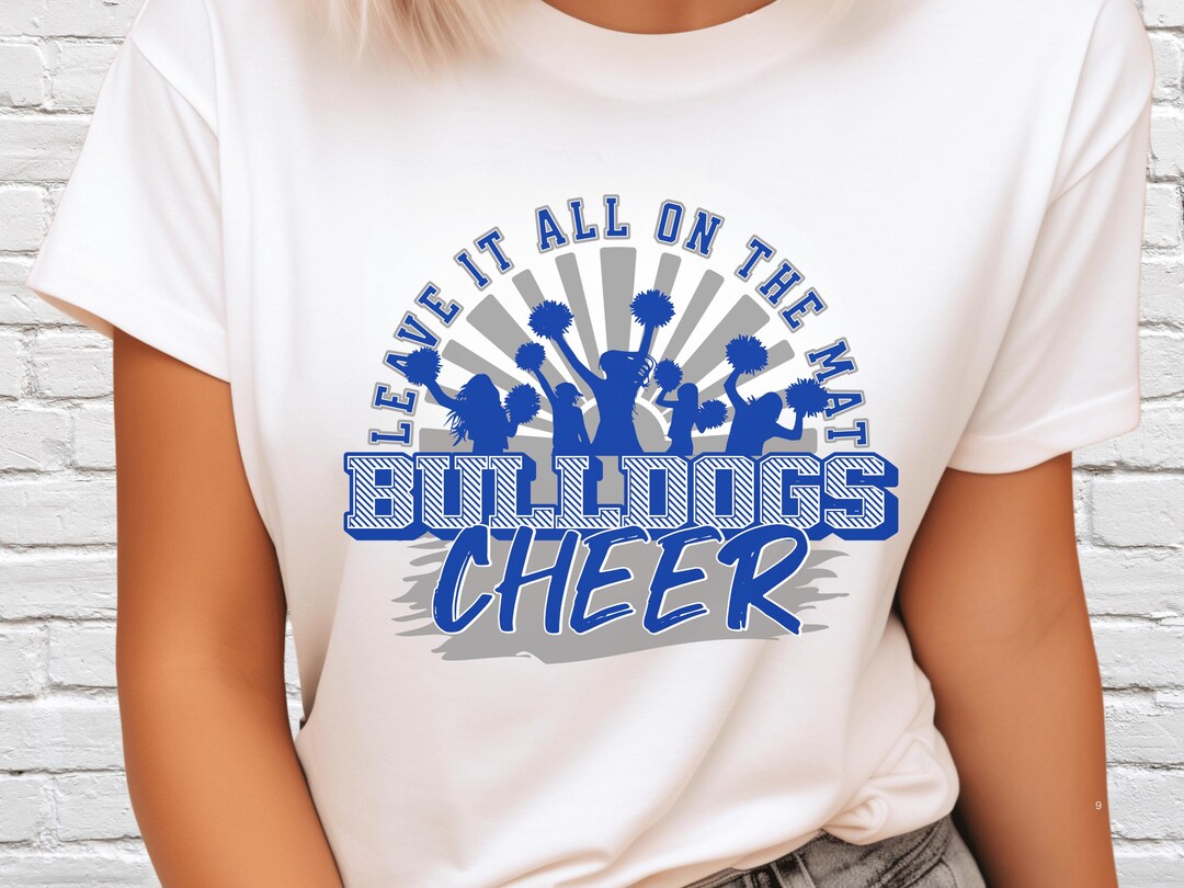 Bulldogs Cheer Mascot PNG: Blue and White School Spirit Graphic ...