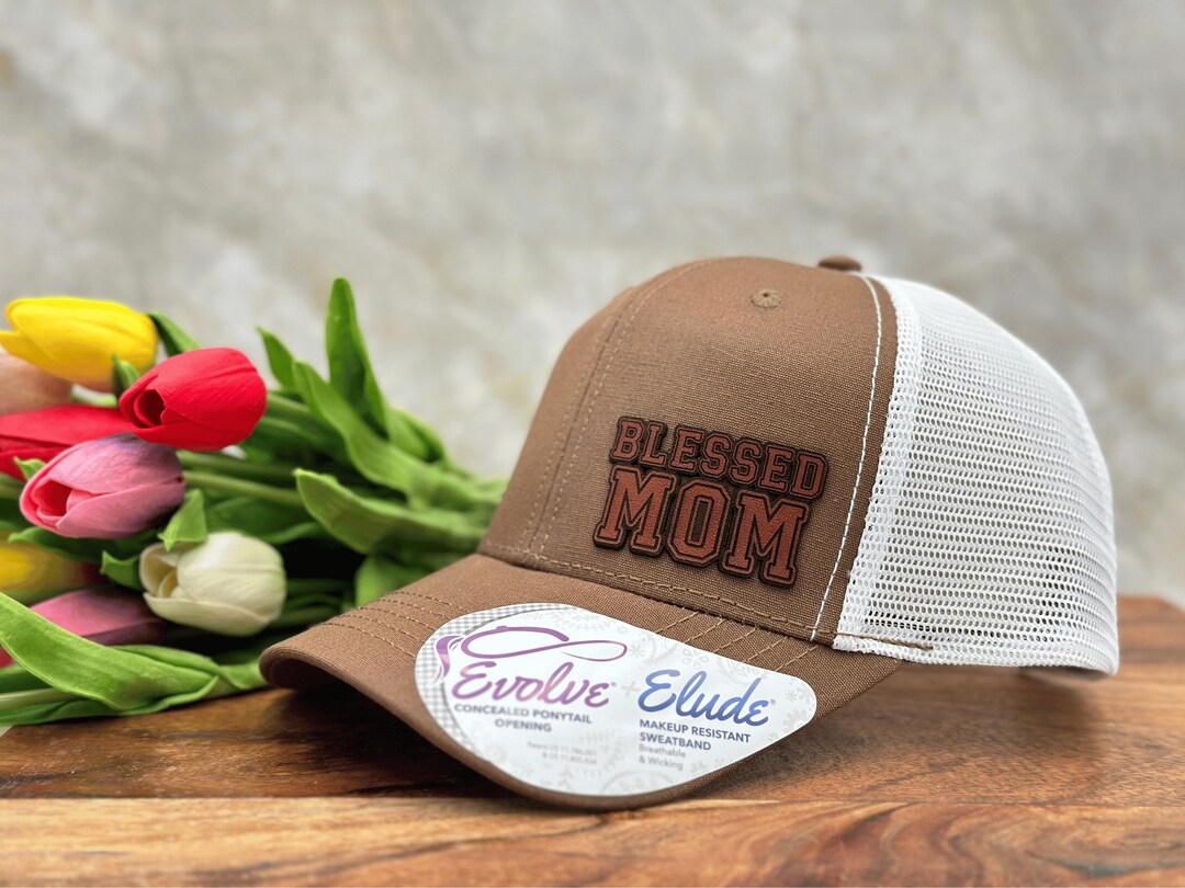 Custom Leather Patch Blessed Mom Hat, Tee Ball Mom Trucker Hat ...