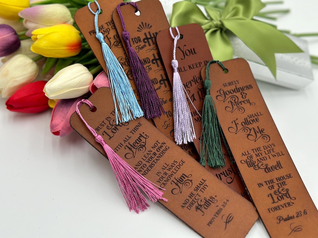 Personalized Genuine Leather Bookmark Engraved With Scripture and ...