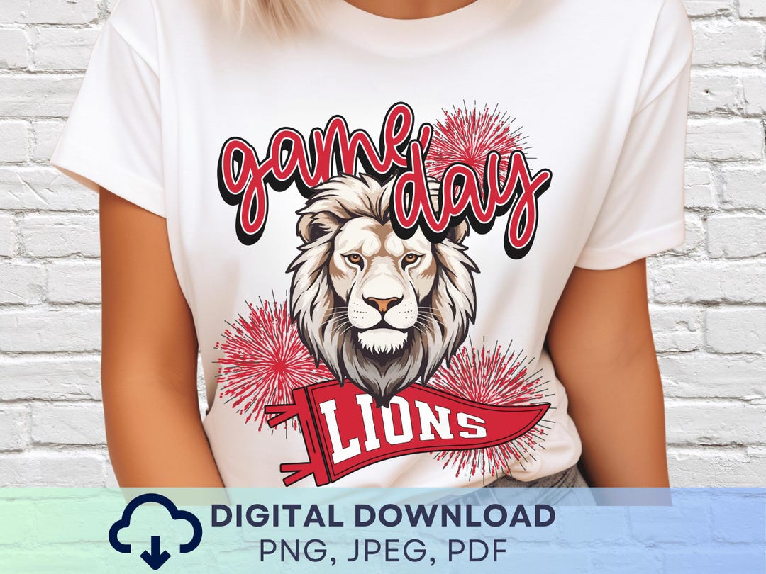 Digital Download Game Day Lions PNG, Lions Mascot JPEG, Favorite Team ...