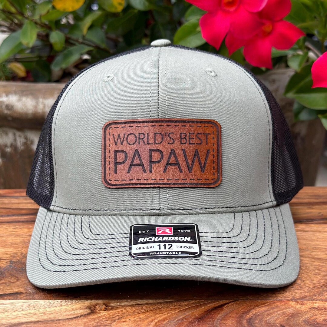 Trucker Hat for Papaw Gift for New Papaw, World's Best Papaw Leather Patch Hat for Papaw Father ...