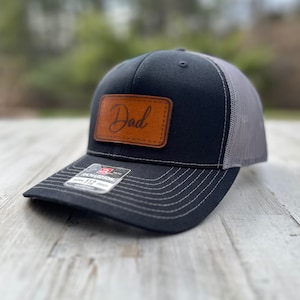 Custom Leather Patch Hat for Dad Gift for Papaw Leather Patch Trucker ...