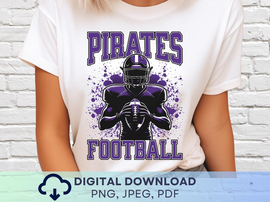Digital Download Pirates Football PNG, Purple Pirates Mascot JPEG ...