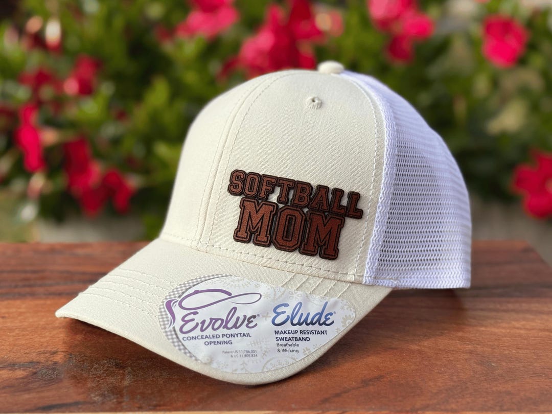 Personalized Leather Patch Trucker Hat: Softball Mom Ponytail Cap - Etsy