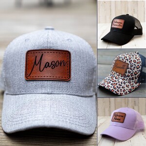 Custom Junior Kids Hat, Leather Patch Cap for Kids, Personalized Mesh ...