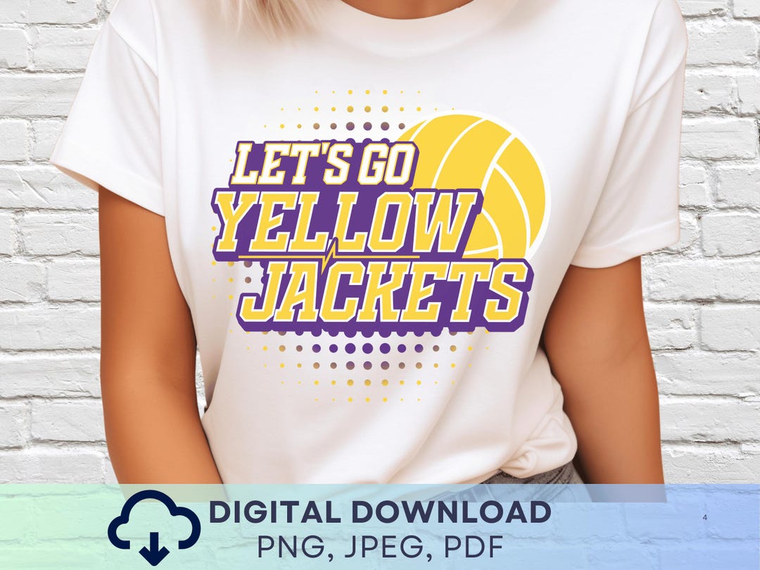 Yellow Jackets Volleyball Mascot: School Spirit PNG JPEG (digital ...