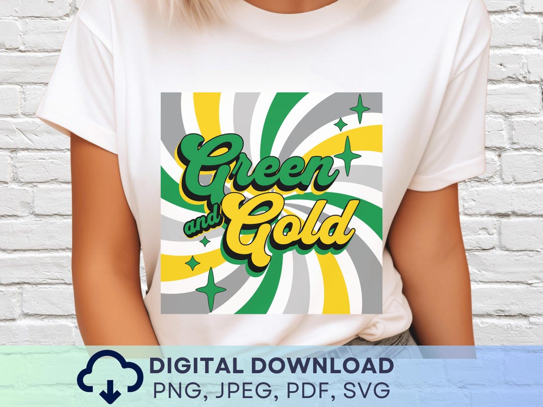 Digital Download Green and Gold Spirit PNG, Mascot JPEG, Favorite Team ...
