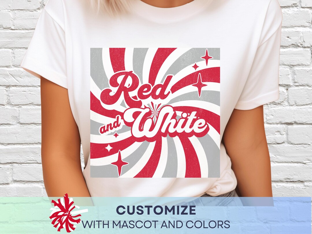 Red and White School Spirit T-shirt, Retro School Shirts for Teachers ...