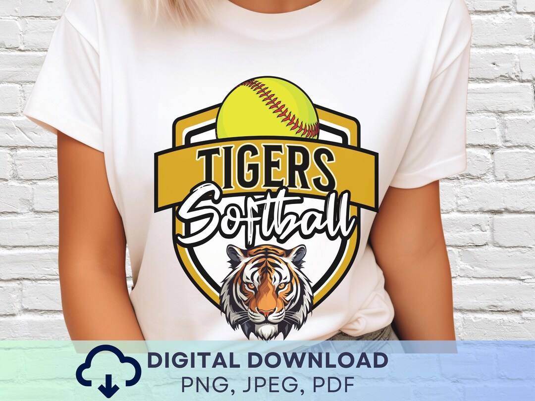 Digital Download Tigers Softball Mascot PNG, Tigers Mascot JPEG ...