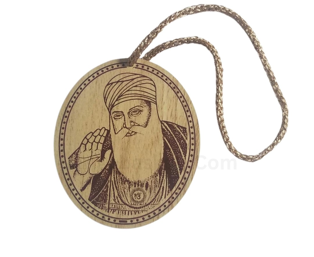 Guru Nanak Dev Ji Wooden Hanging Car Hanging- Punjabi Sikh Ritual Car ...