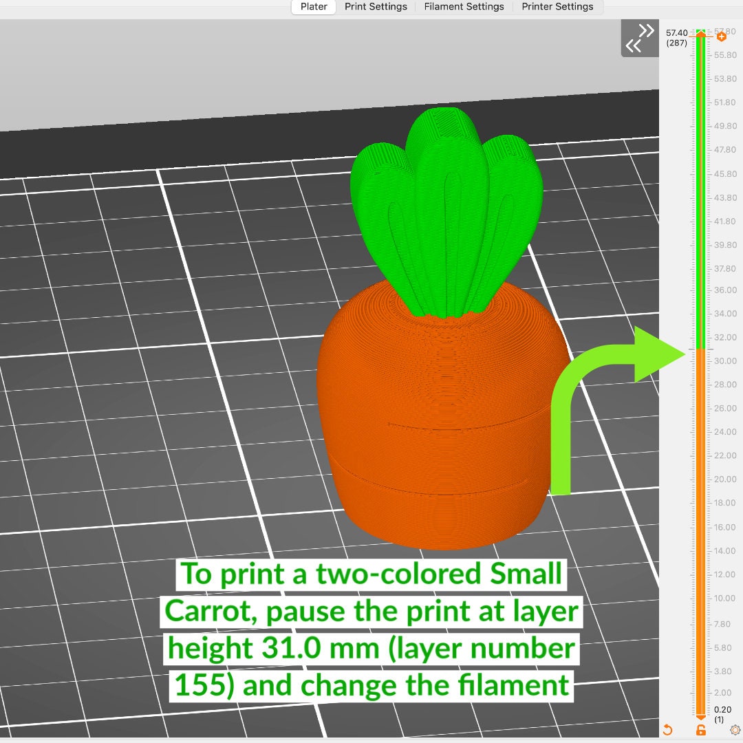 Collapsible (& Expanding) Carrots (2 Sizes) - STL Files for 3D Printing ...