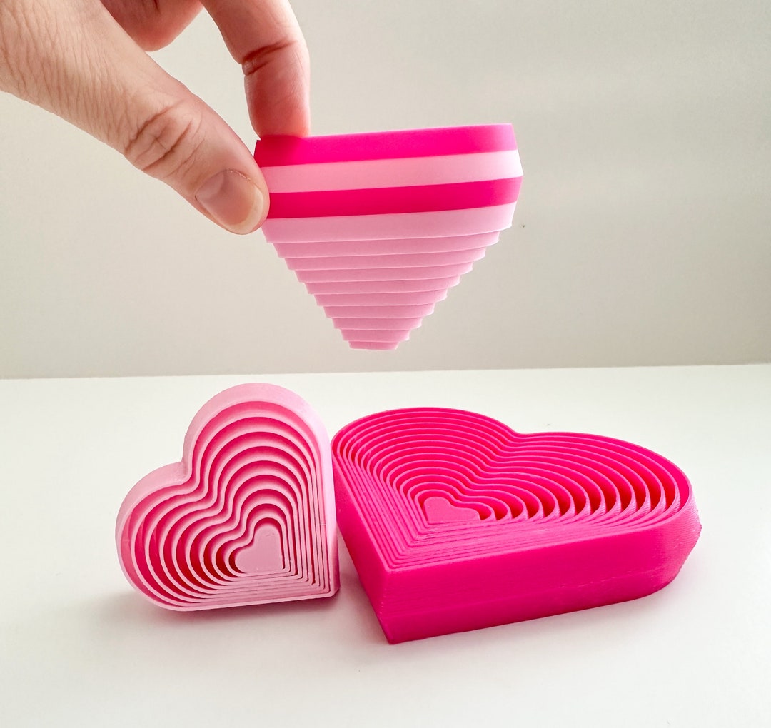 Heart Layered Fidget Toy 2 Sizes Stl Files For 3d Printing Etsy