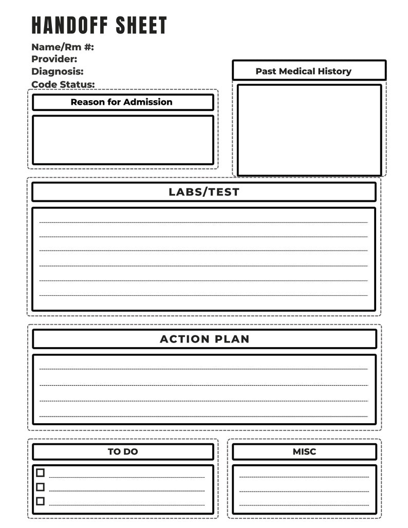 Nurse Shift Report Sheet - Etsy
